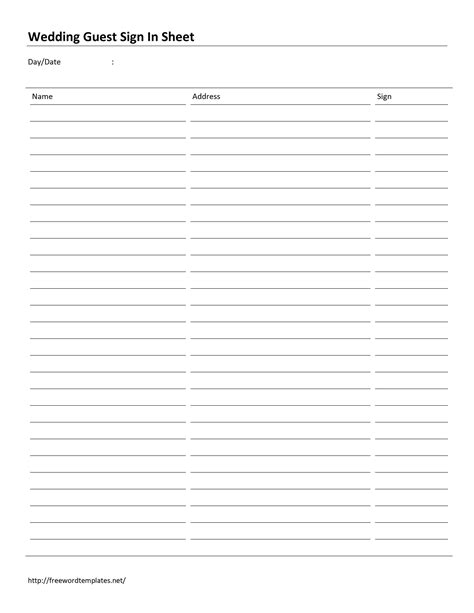 Guest Sign In Book Template - BestTemplatess - BestTemplatess