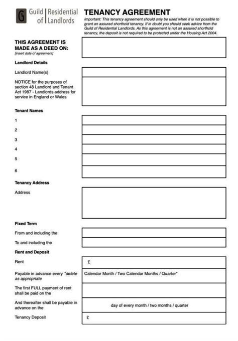 Ast Tenancy Agreement Template - BestTemplatess - BestTemplatess