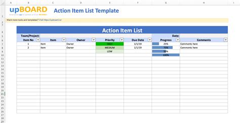 Action Item List Template Excel - BestTemplatess - BestTemplatess