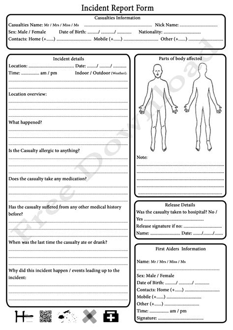 First Aid Incident Report Form Template - BestTemplatess - BestTemplatess