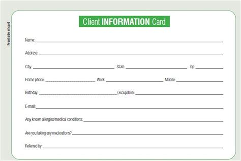 Customer Information Card Template - BestTemplatess - BestTemplatess