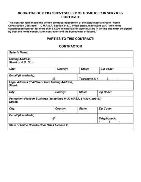 Home Repair Contract Template - BestTemplatess - BestTemplatess