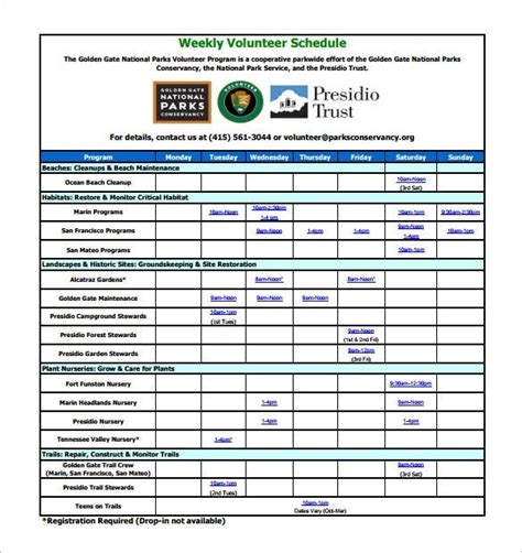 Volunteer Schedule Template Excel - BestTemplatess - BestTemplatess
