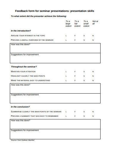 Seminar Feedback Form Template - BestTemplatess - BestTemplatess