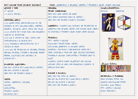 Elementary Art Lesson Plan Template - BestTemplatess - BestTemplatess