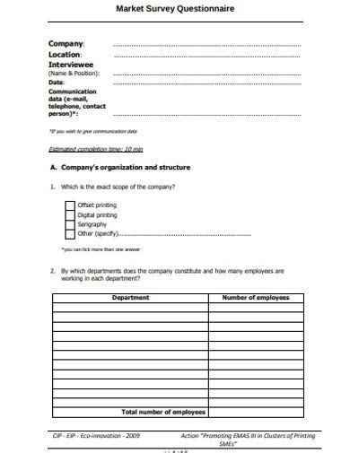 Market Research Questionnaire Template Word - BestTemplatess ...