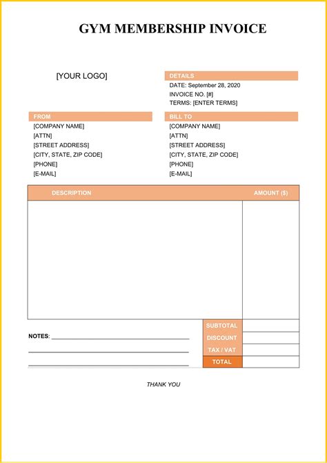 Membership Invoice Template - BestTemplatess - BestTemplatess