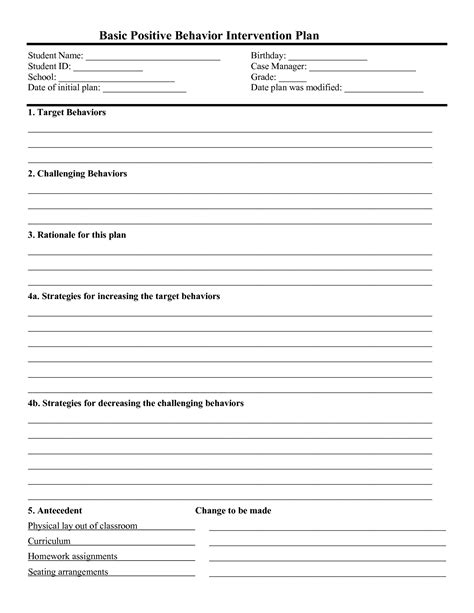 Positive Behavior Intervention Plan Template - BestTemplatess ...
