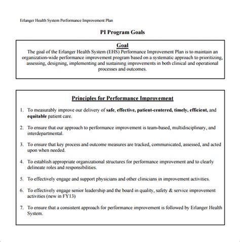 Performance Improvement Plan Template For Healthcare - BestTemplatess ...