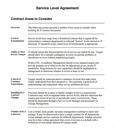 Standard Service Level Agreement Template - BestTemplatess - BestTemplatess