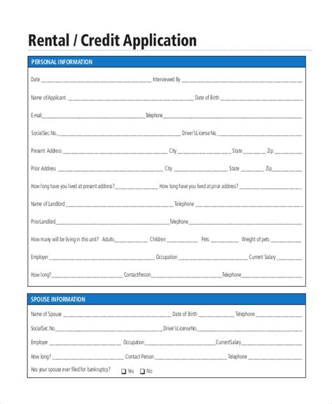 Free Rental Credit Application Form Template - BestTemplatess ...