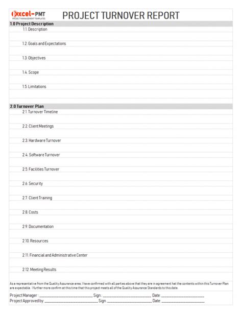 Project Turnover Template - BestTemplatess - BestTemplatess