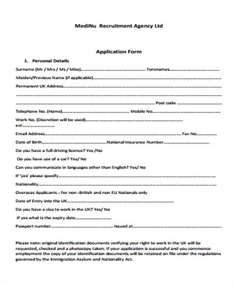 Recruitment Agency Registration Form Template - BestTemplatess ...