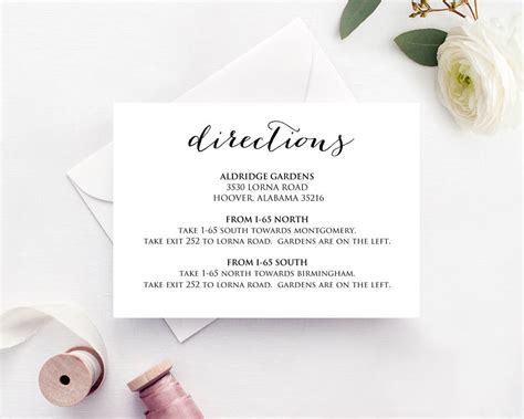 Wedding Direction Card Template - BestTemplatess - BestTemplatess