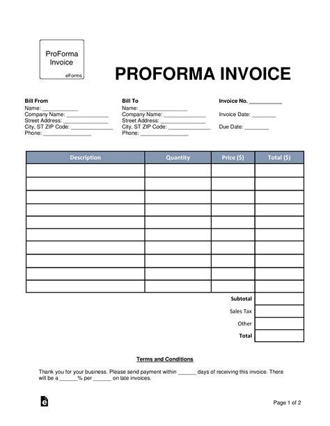Simple Proforma Invoice Template - BestTemplatess - BestTemplatess