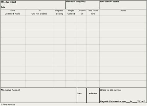 Route Card Template - BestTemplatess - BestTemplatess