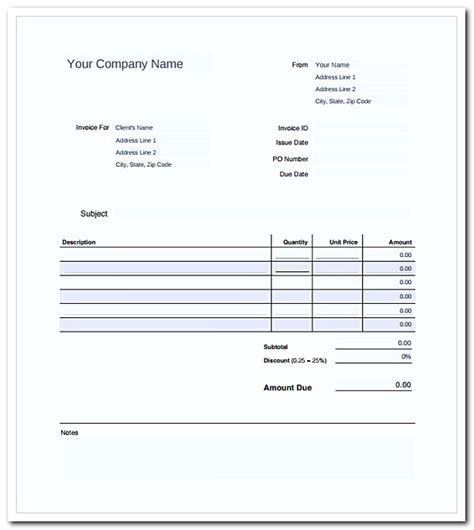 Payroll Invoice Template - BestTemplatess - BestTemplatess