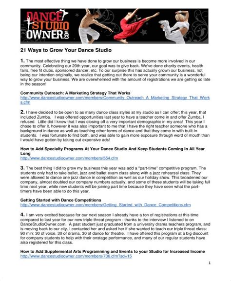 Free Dance Studio Business Plan Template - BestTemplatess - BestTemplatess