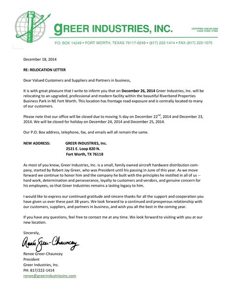 Business Moving Letter Template - BestTemplatess - BestTemplatess