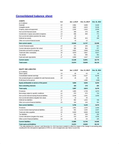 Consolidated Balance Sheet Template - BestTemplatess - BestTemplatess