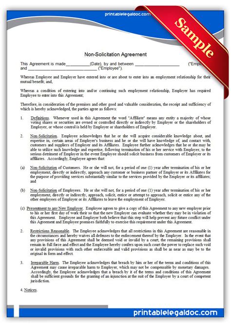 Non Solicitation Agreement Template - BestTemplatess - BestTemplatess