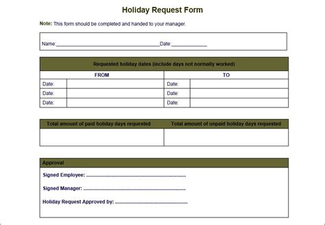 Holiday Form Template Excel - BestTemplatess - BestTemplatess