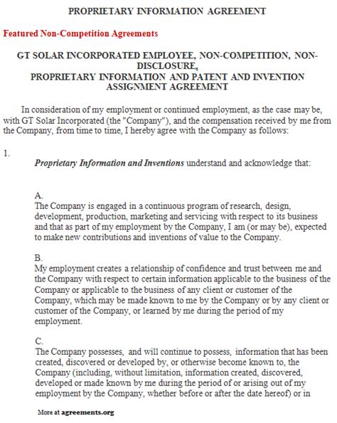 Proprietary Information Agreement Template - BestTemplatess ...