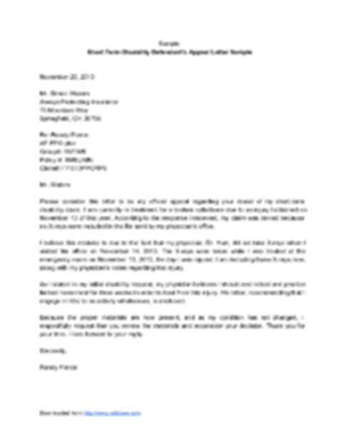 Short Term Disability Appeal Letter - BestTemplatess - BestTemplatess