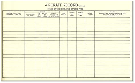 Aircraft Log Book Template - BestTemplatess - BestTemplatess