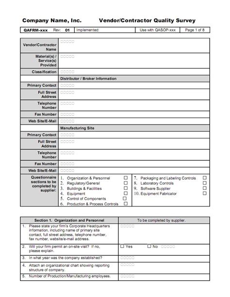 Vendor Qualification Form Template - BestTemplatess - BestTemplatess