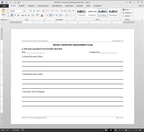 Inventory Management Plan Template - BestTemplatess - BestTemplatess