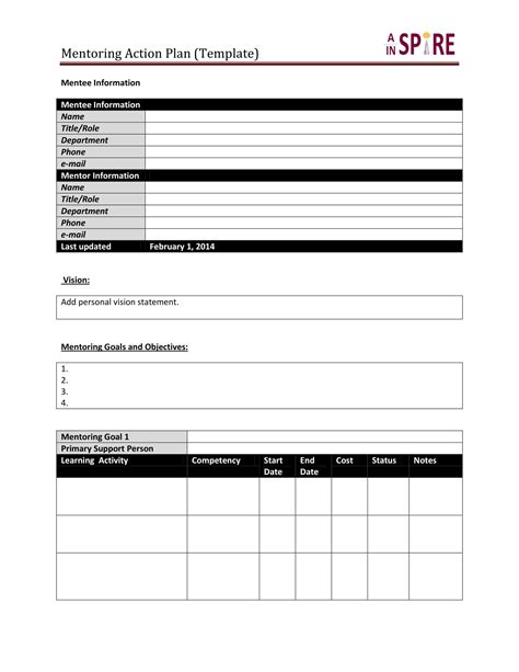 Mentorship Plan Template - BestTemplatess - BestTemplatess