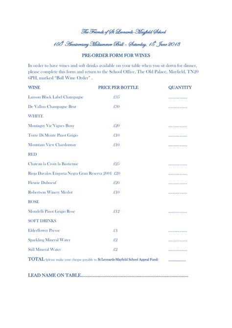 Wine Order Form Template - BestTemplatess - BestTemplatess
