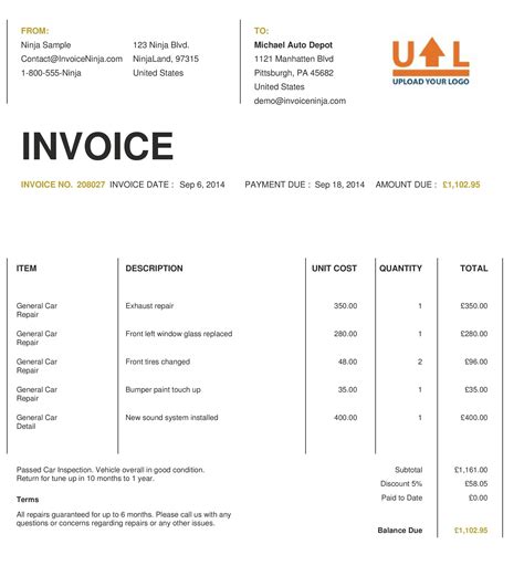 Detailed Invoice Template - BestTemplatess - BestTemplatess