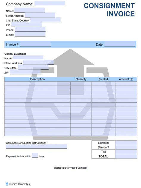 Consignment Invoice Template - BestTemplatess - BestTemplatess