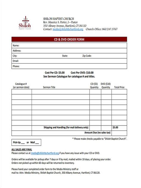 Cd Order Form Template - BestTemplatess - BestTemplatess