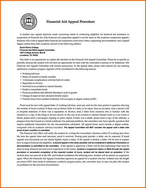 Fafsa Appeal Letter Sample - BestTemplatess - BestTemplatess