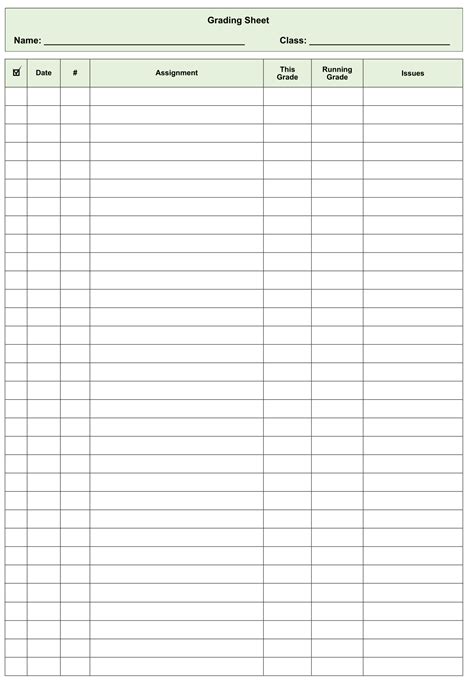 Printable Grade Sheet Template - BestTemplatess - BestTemplatess