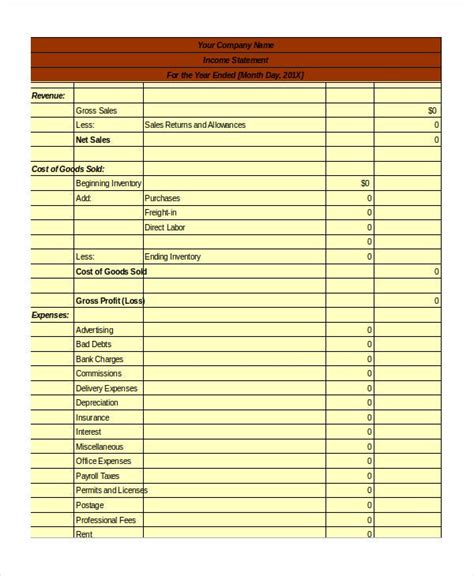 Income Statement And Balance Sheet Template Excel - BestTemplatess ...