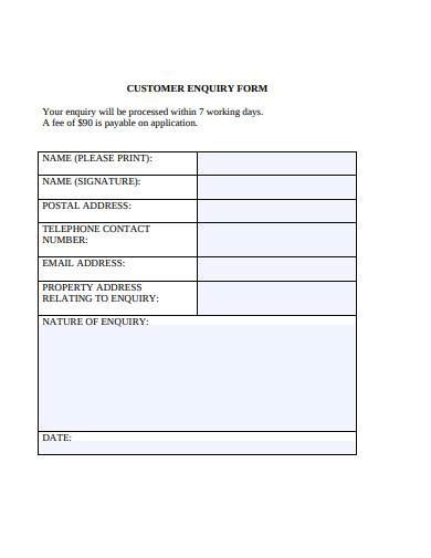 Customer Enquiry Form Template Word - BestTemplatess - BestTemplatess