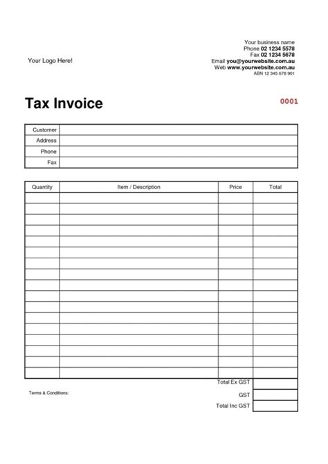 Tax Invoice Template Ato - BestTemplatess - BestTemplatess