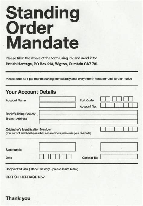 Standing Order Mandate Template - BestTemplatess - BestTemplatess