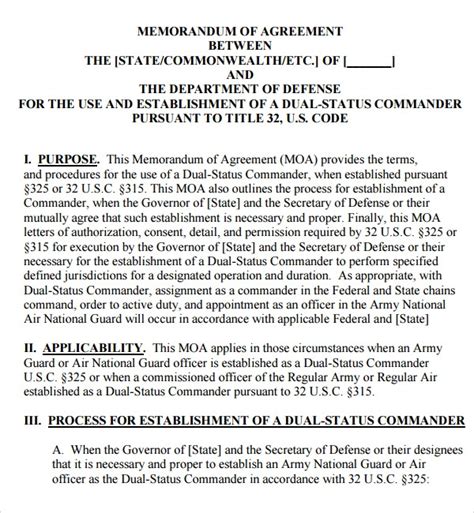 Army Memorandum Of Agreement Template - BestTemplatess - BestTemplatess