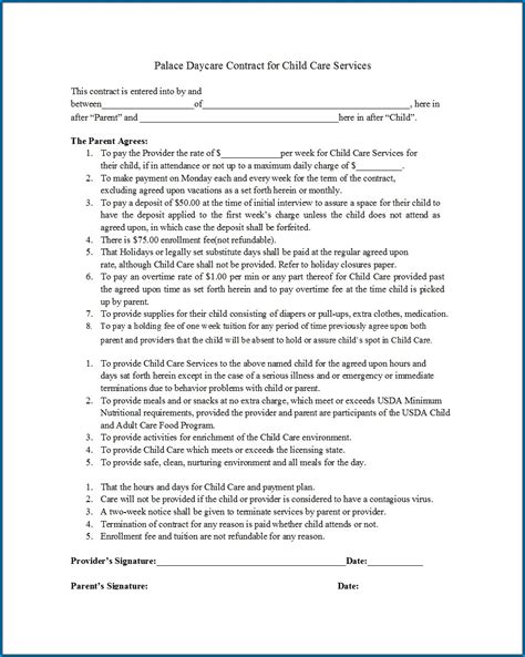 Parent Child Contract Template - BestTemplatess - BestTemplatess