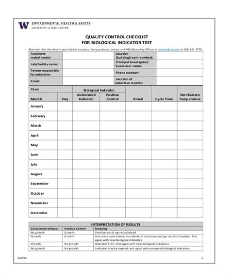 Quality Control Check Sheet Template - BestTemplatess - BestTemplatess