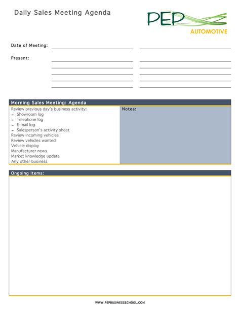 Daily Meeting Agenda Template - BestTemplatess - BestTemplatess