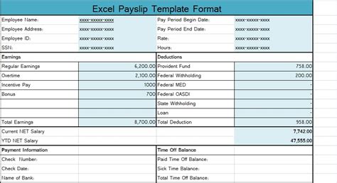 Excel Payslip Template Free Download - BestTemplatess - BestTemplatess