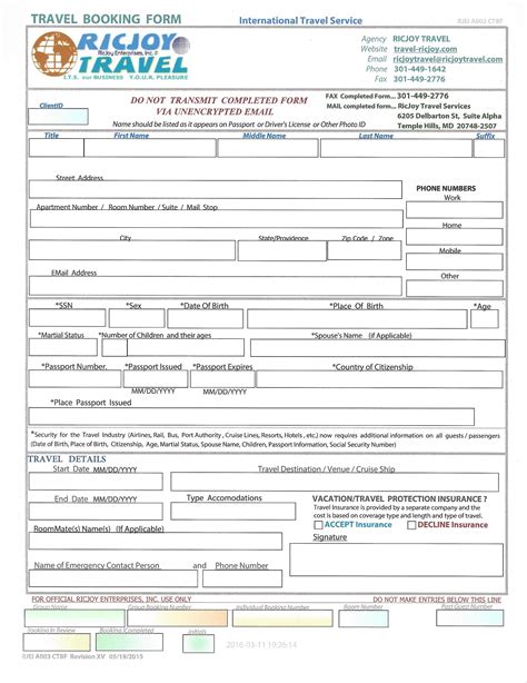 Travel Agency Booking Form Template - BestTemplatess - BestTemplatess