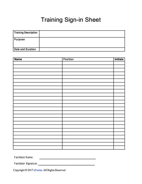 Training Sign In Sheet Template - BestTemplatess - BestTemplatess