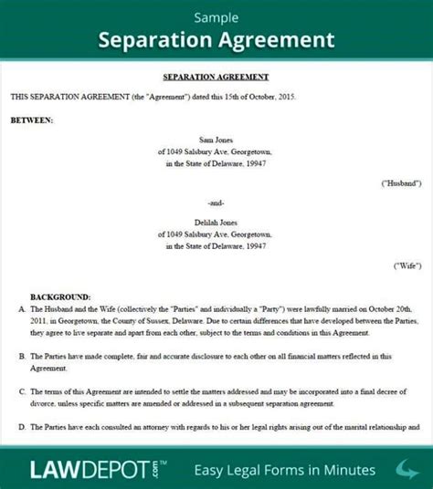Canadian Separation Agreement Template - BestTemplatess - BestTemplatess